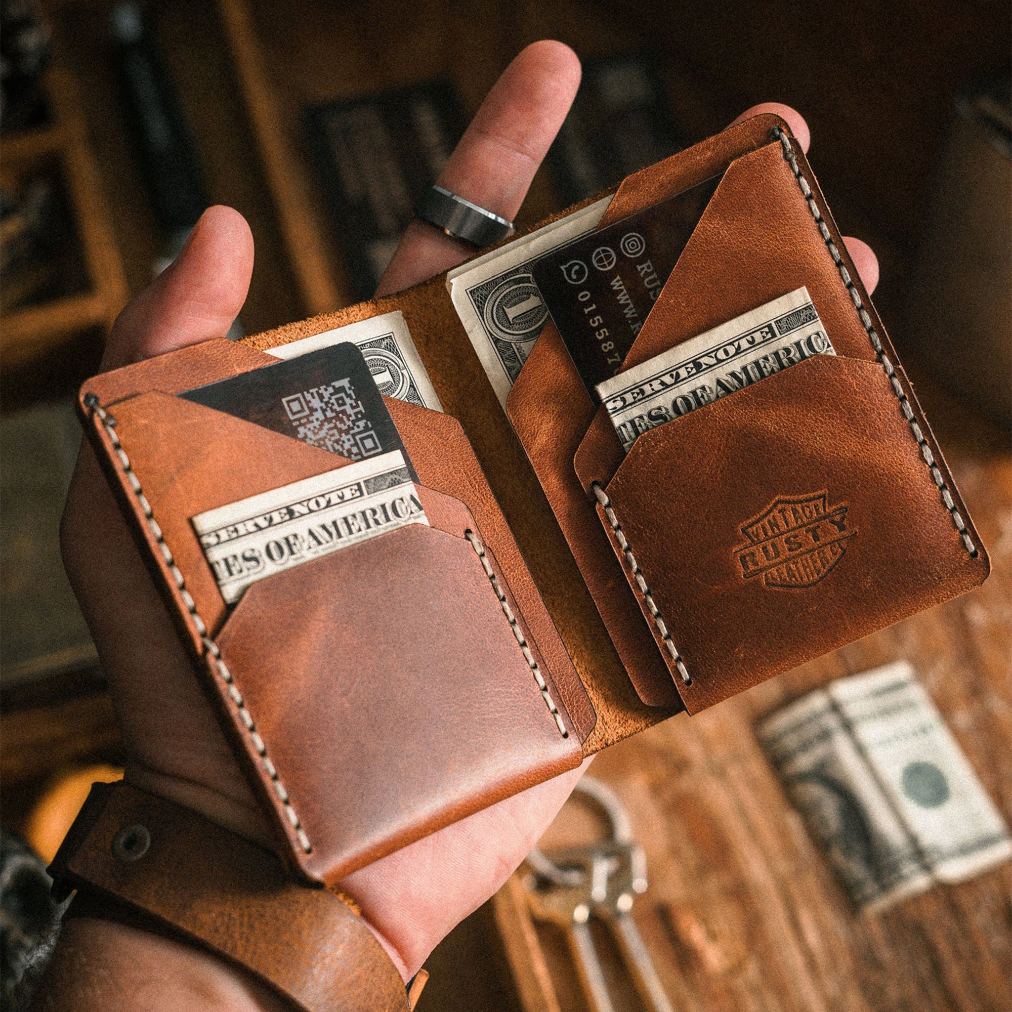 Insider wallet -Cow Pull up leather – Rusty leather c